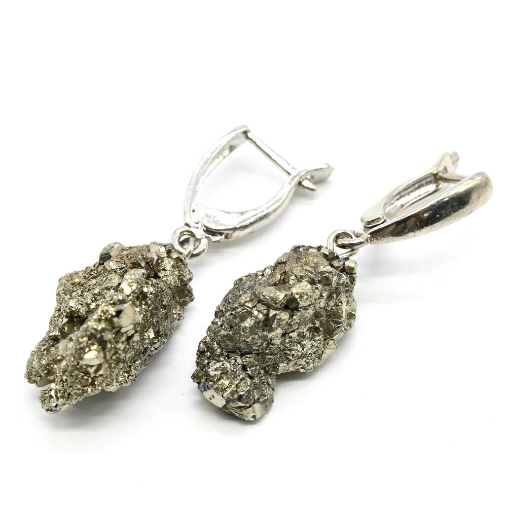 Серьги Радуга Камня, пирит, коричневый