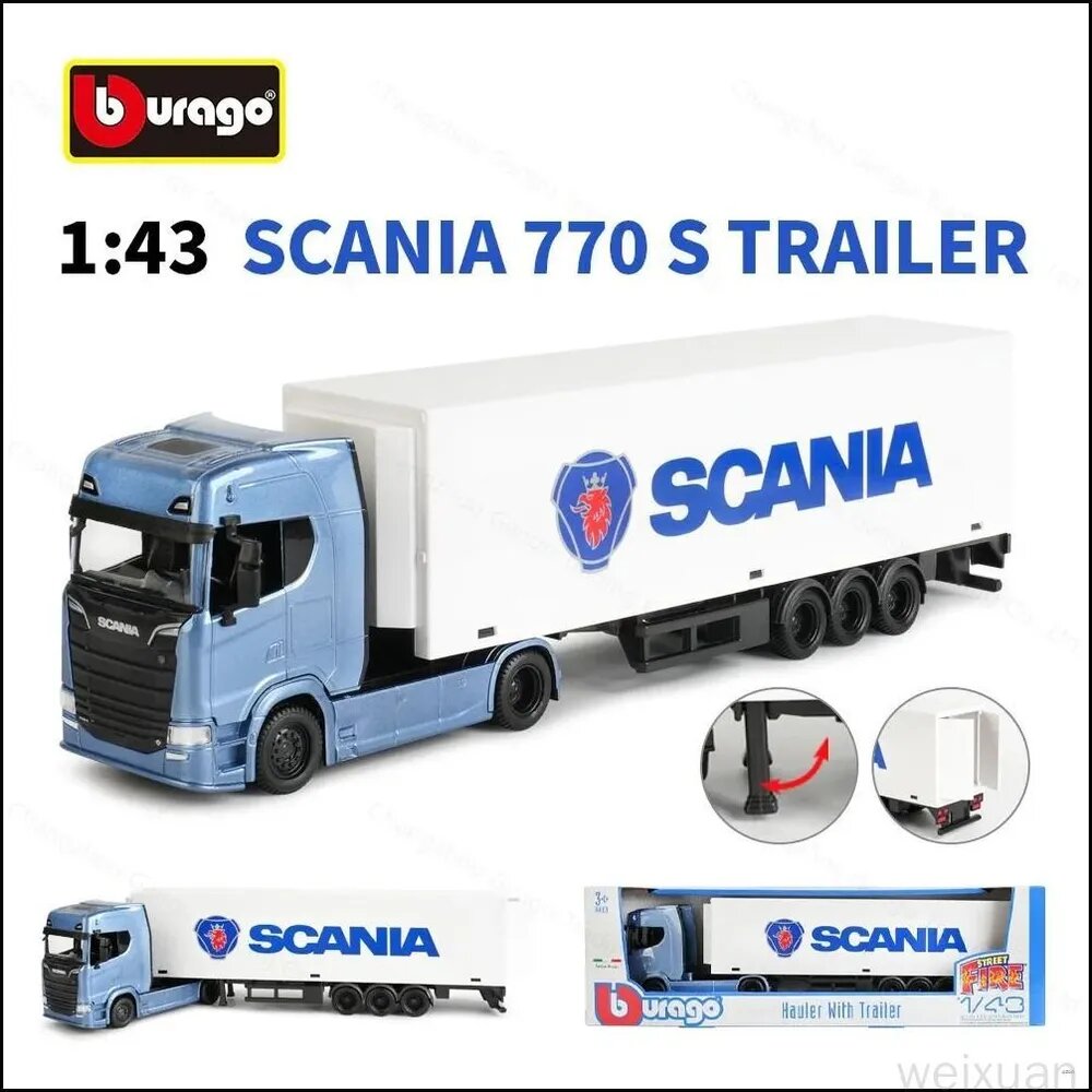 Премиуммодель авто 1:43 Scania 770 S с трейлером, отлитая под давлением, представлена в коллекционной серии Haulers.