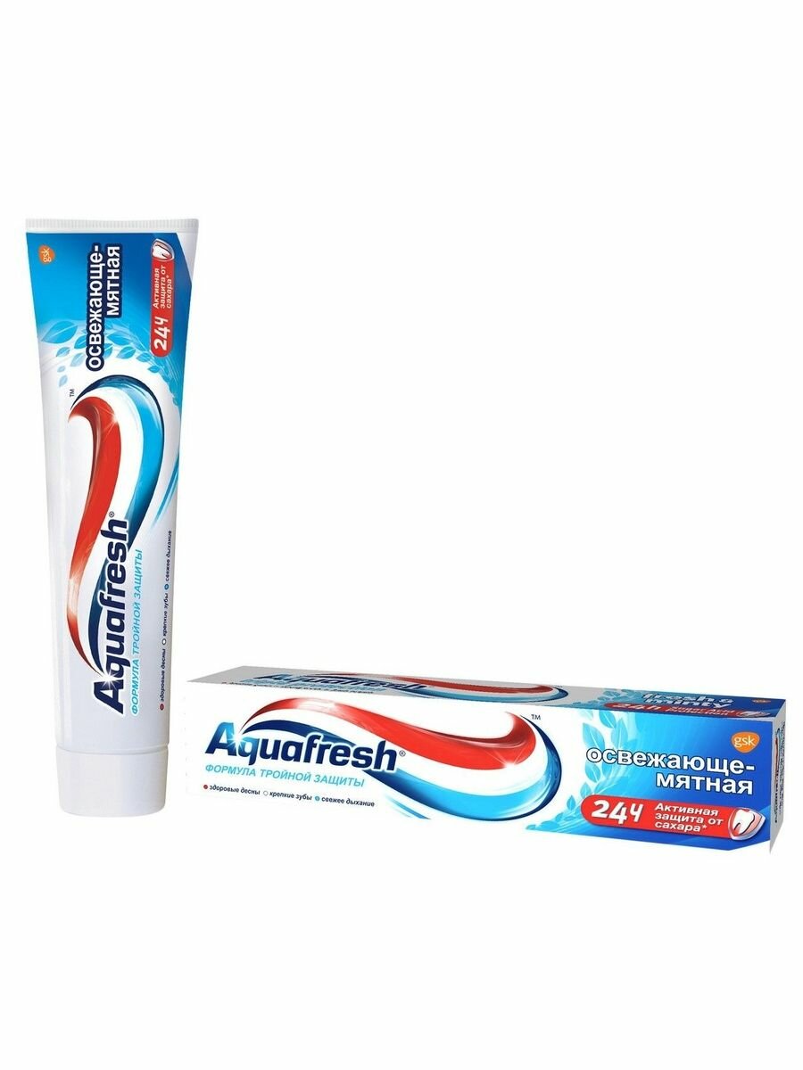 Aquafresh Зубная паста для тройной защиты полости рта освежающе-мятная с фтором, 100мл