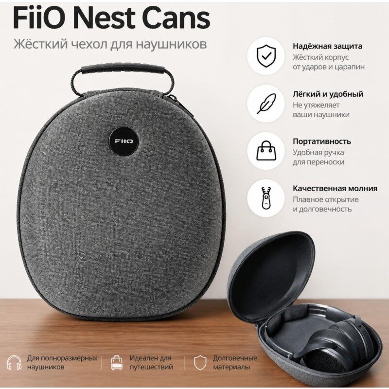 FiiO Nest Cans Портативный чехол для хранения наушников Bird's Nest, темно-серый