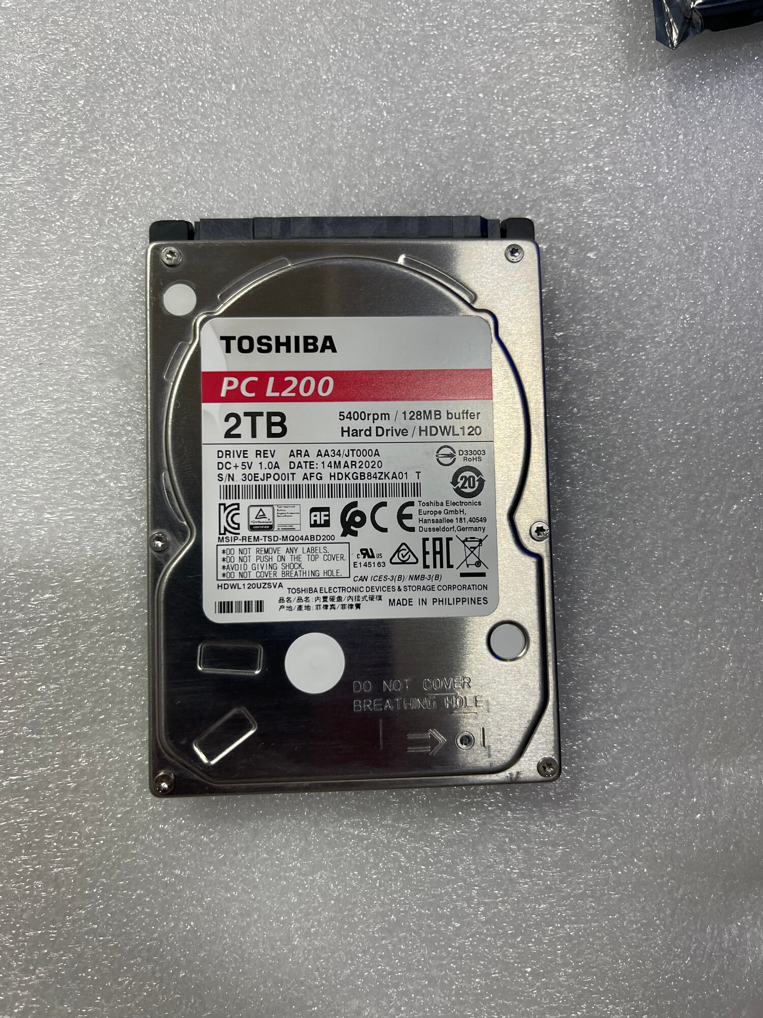 HDD диск 2000 Гигабайт Toshiba PC L200 для ноутбука моноблока неттопа 2.5 дюйма
