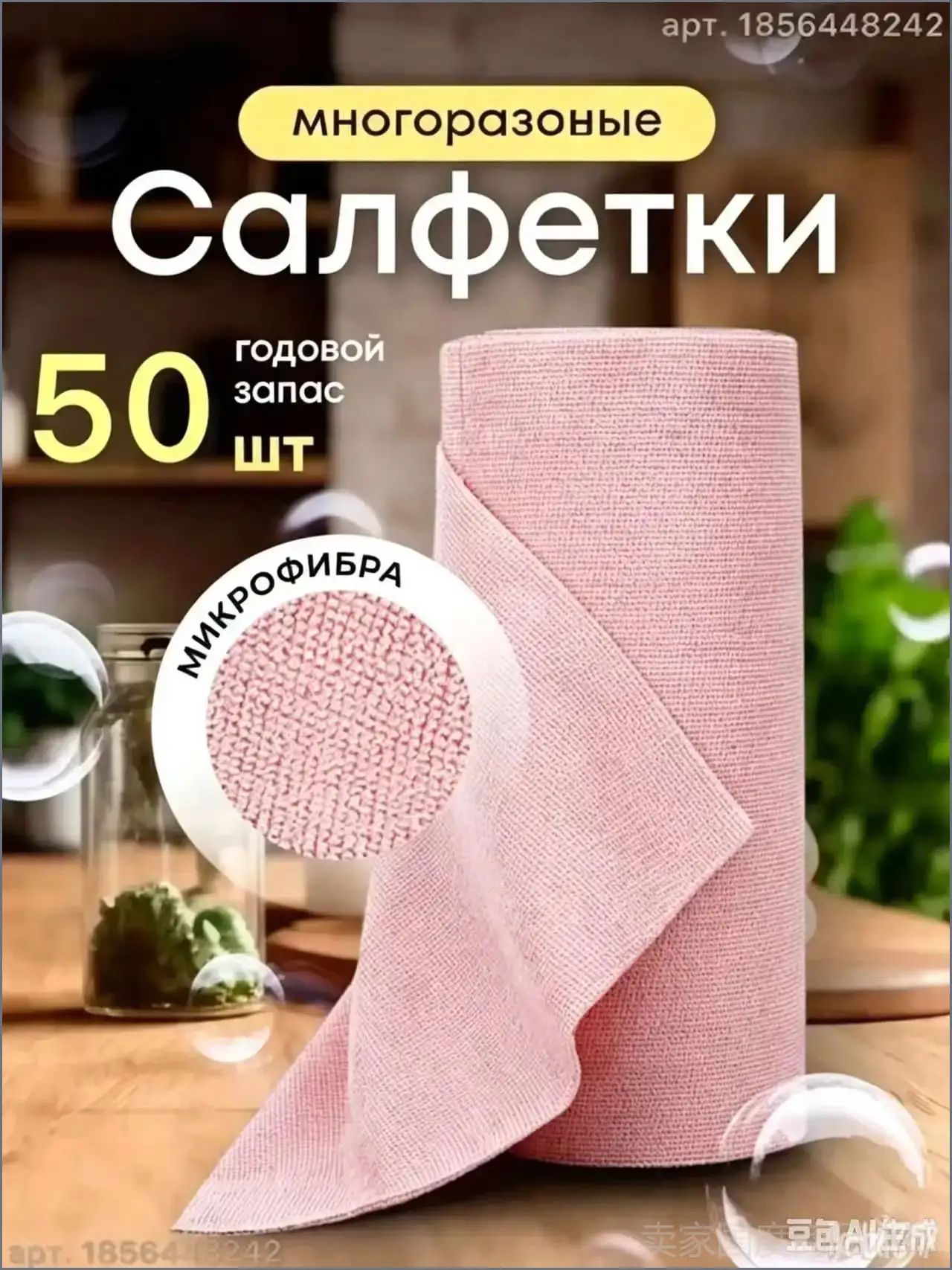 Салфетки для уборки, серый, 25х25 см, 100 шт.