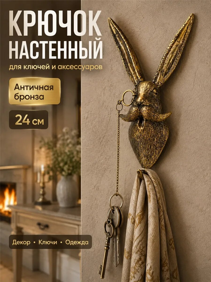Настенный декор Голова кролика с моноклем