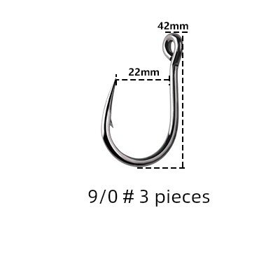 Mustad 10827 Морские рыболовные крючки для крупной рыбы карп и стерлядь, размер 9/0#, 3 штуки в упаковке