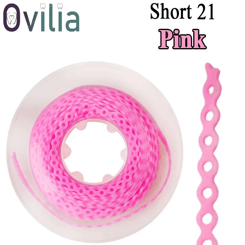 Резиновая ортодонтическая цепочка CNSEATO, SHORT 21 Pink, 15 футов