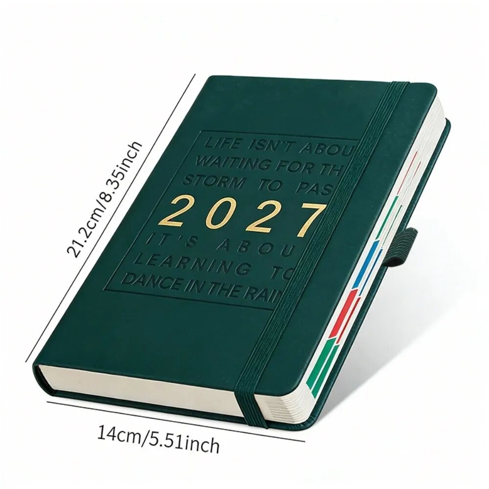 Ежедневник A5 2027 English PU+Paper Зеленый, Зеленый, Green