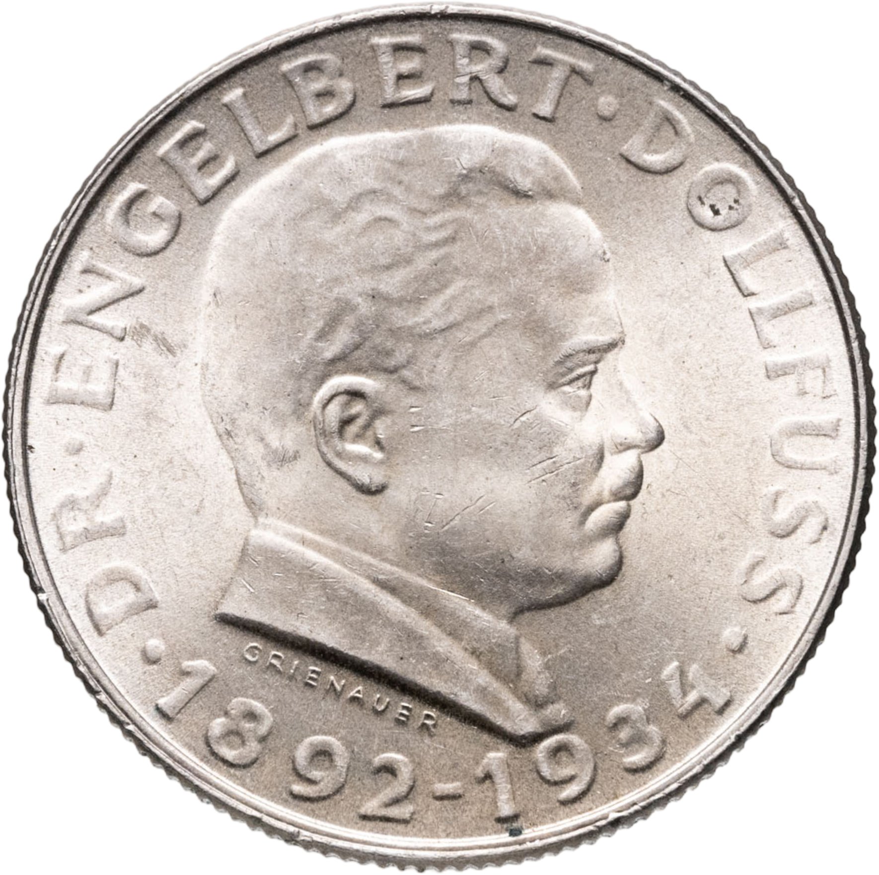 Австрия 2 шиллинга shillings 1934 "Смерть Энгельберта Дольфуса", Серебро 640, в сохранности UNC
