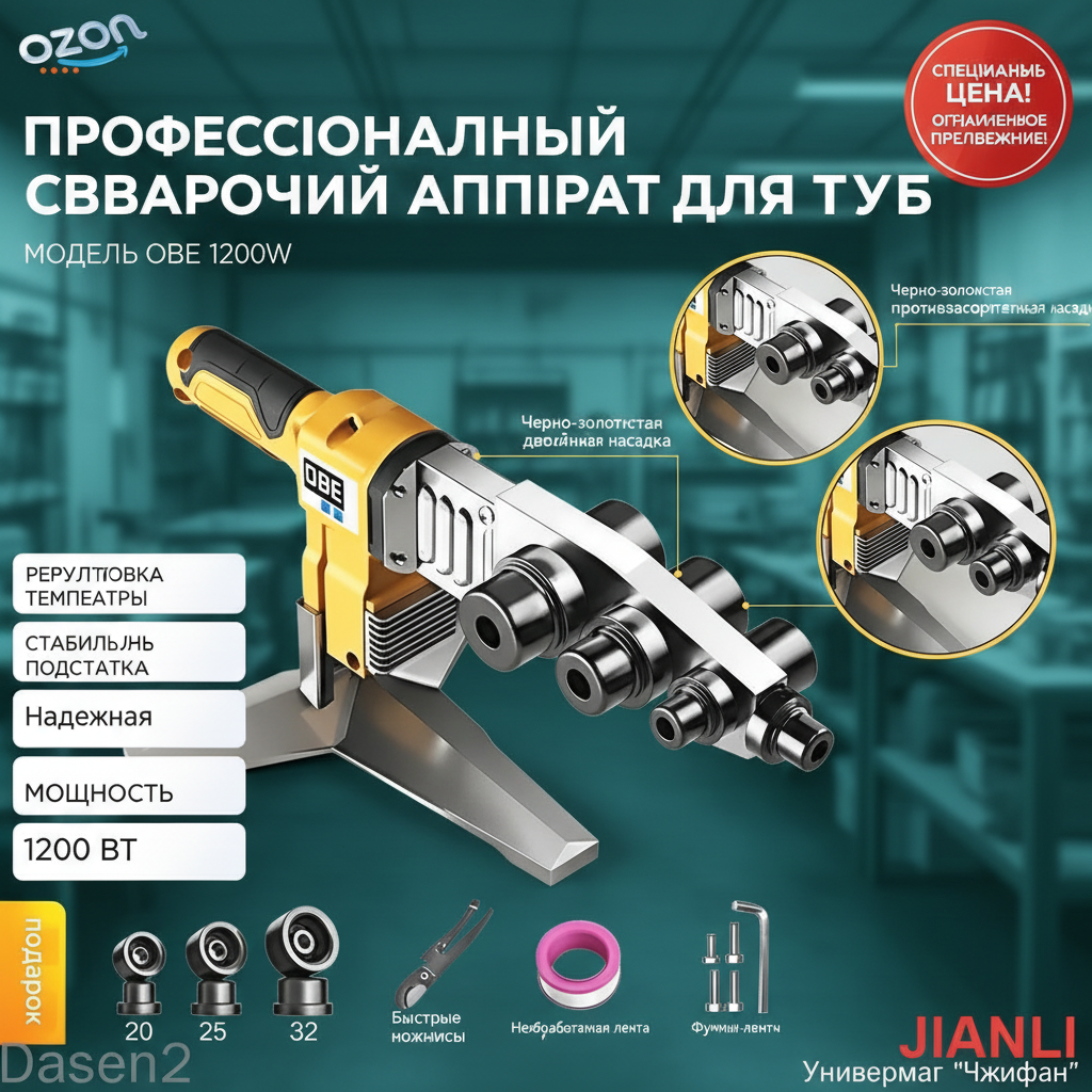 Паяльник для полипропиленовых труб WEIMENG, 1200W, Германия, с цифровым дисплеем и регулируемой температурой