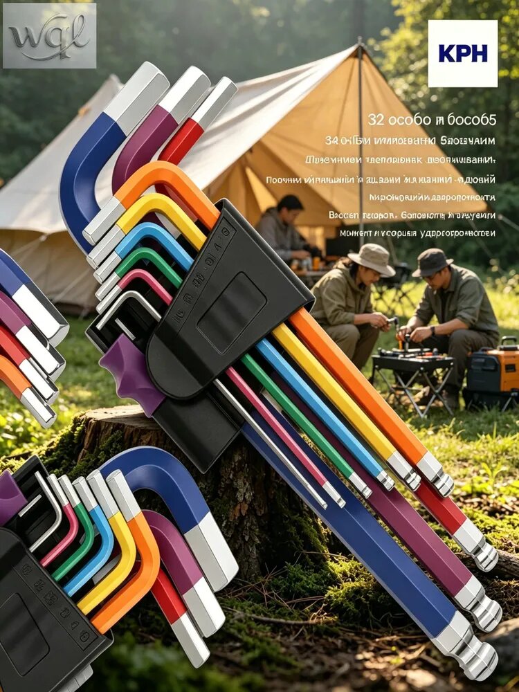 Эксклюзивный набор разноцветных Гобразных ключей WERA 950 SPKL/9 SM N SB, 9 предметов с удлиненной рукояткой, артикул 05073593001