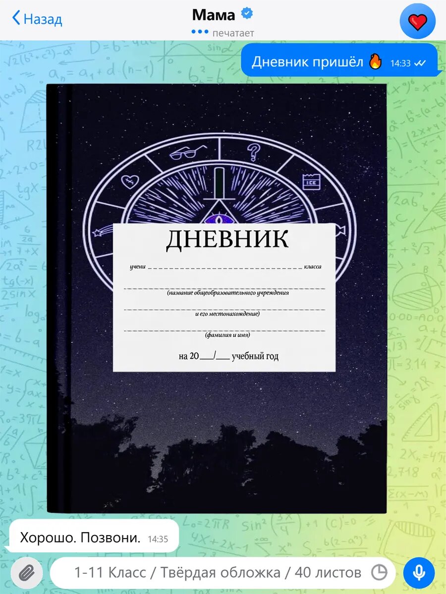 Школьный дневник с принтом Гравити Фолз
