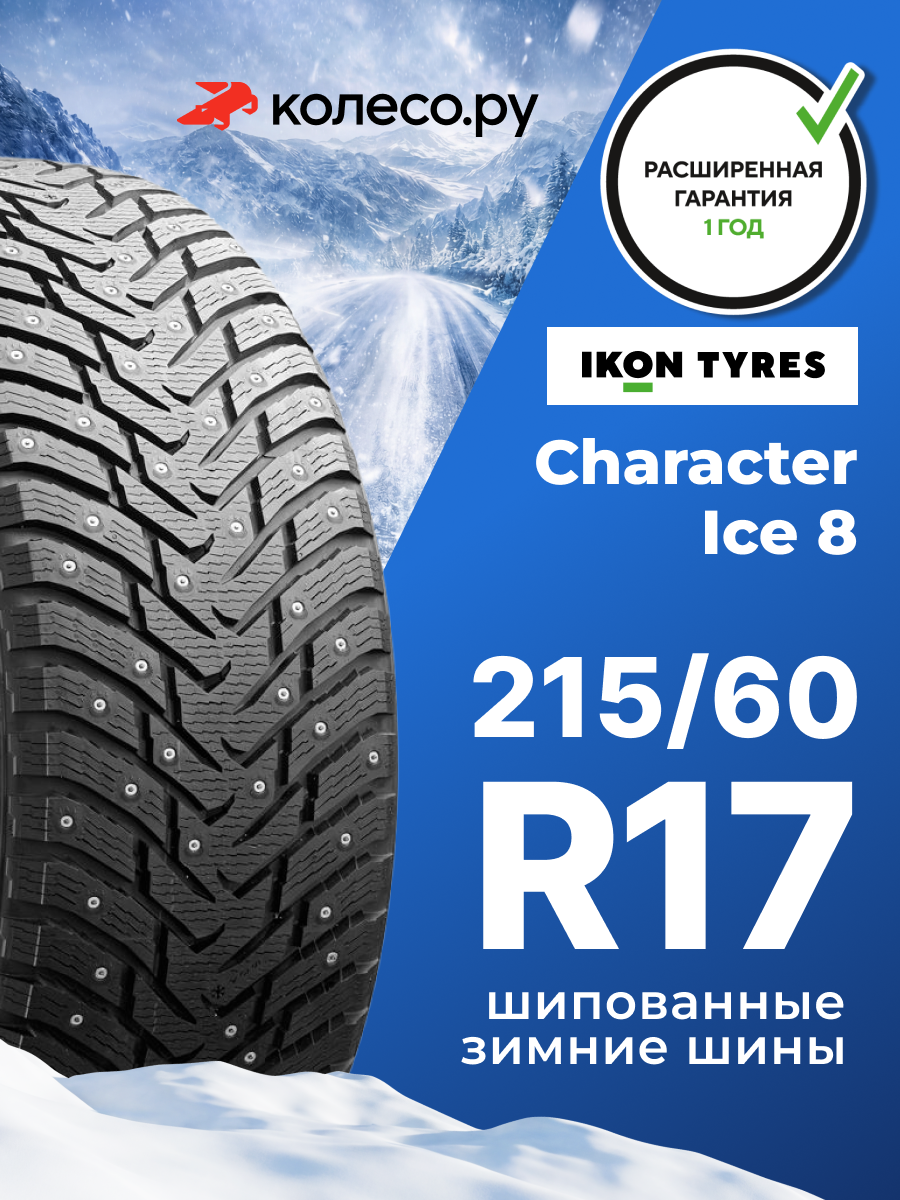 Шины зимние Ikon Tyres Ikon Character Ice 8 215/60 R17 100T XL шипованная зимняя резина