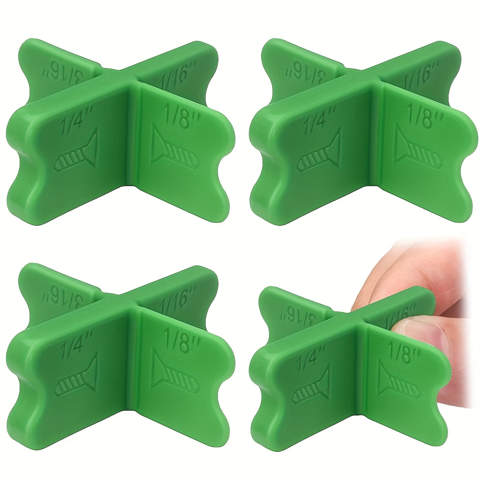 Распорки для декинга 4 шт, зеленые, для толщины 1/16", 1/8", 3/16", 1/4", для монтажа пола и мебели