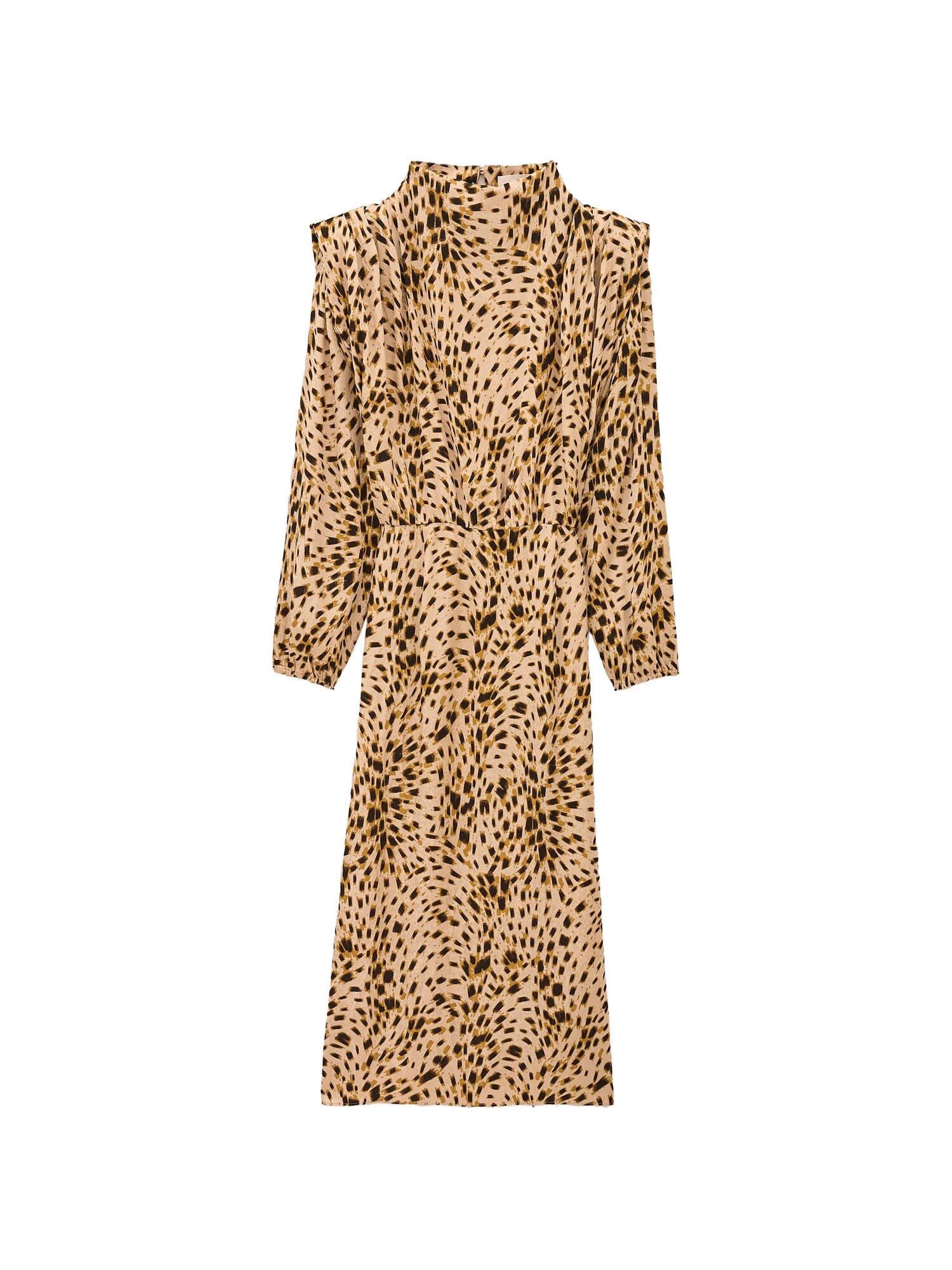Платье ba&sh Hoelia animal-print long-sleeved shift midi dress