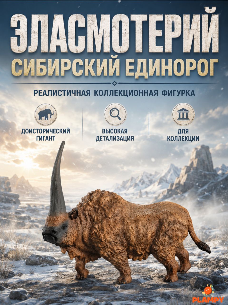 Коллекционная фигурка статуэтка доисторического животного Эласмотерий, Сибирский единорог Ледниковый период
