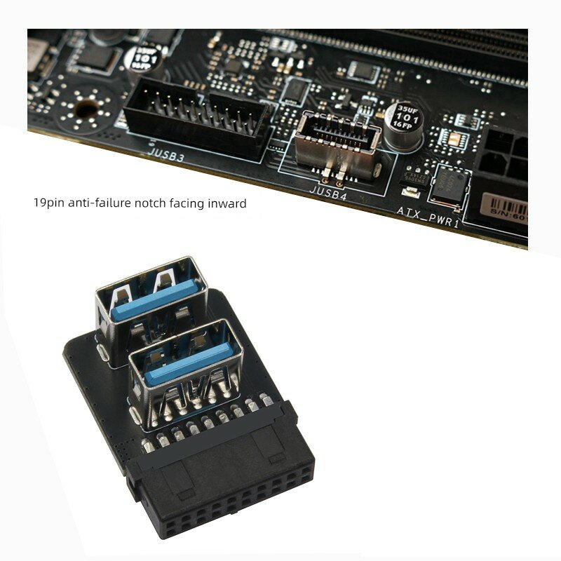 Материнская плата компьютера 19-контактный разъем «папа» на USB3.0 «мама» с открытым корпусом, встроенная розетка