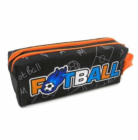 Пенал-косметичка Пчелка "Football", 2 отделения, 200х90х55 мм, двусторонняя печать, ткань, ручка