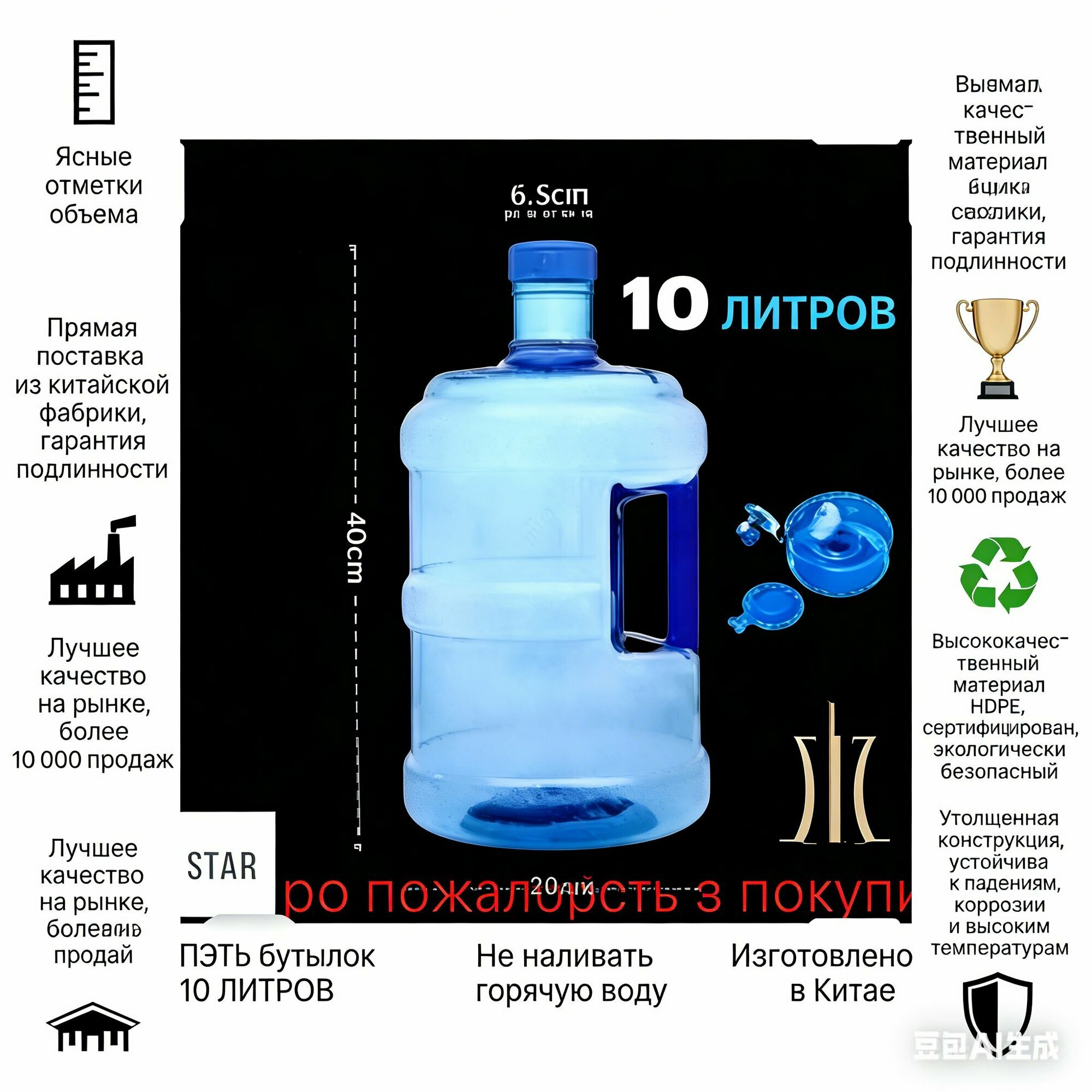 Бестселлер 10 л многоразовый с ручкой бочонок