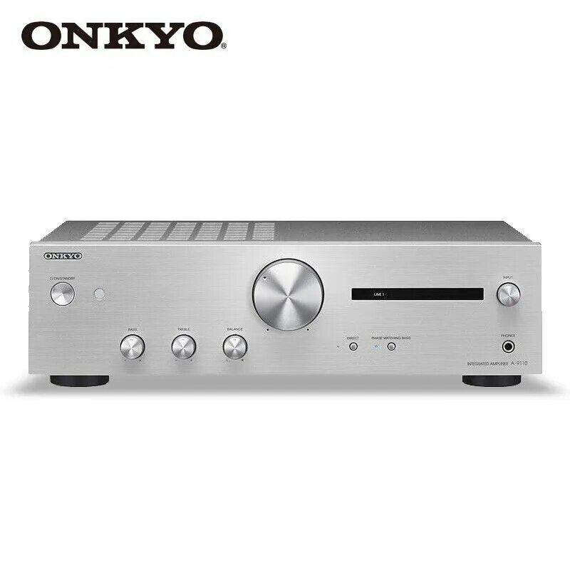 HIFI 2.1-канальный стерео комбинированный усилитель ONKYO A-9110; высокая мощность; совместим с проигрывателем виниловых пластинок, серебристый