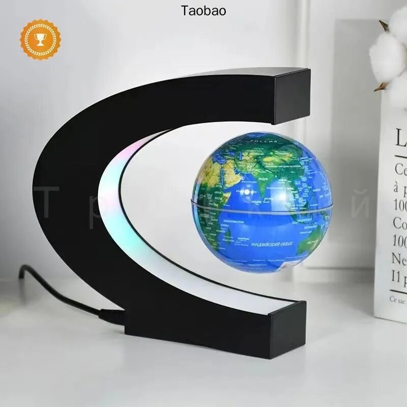 GM Левитирующий глобус 8.5 см, Ночник, Декоративный светильник, Черный, Левитация