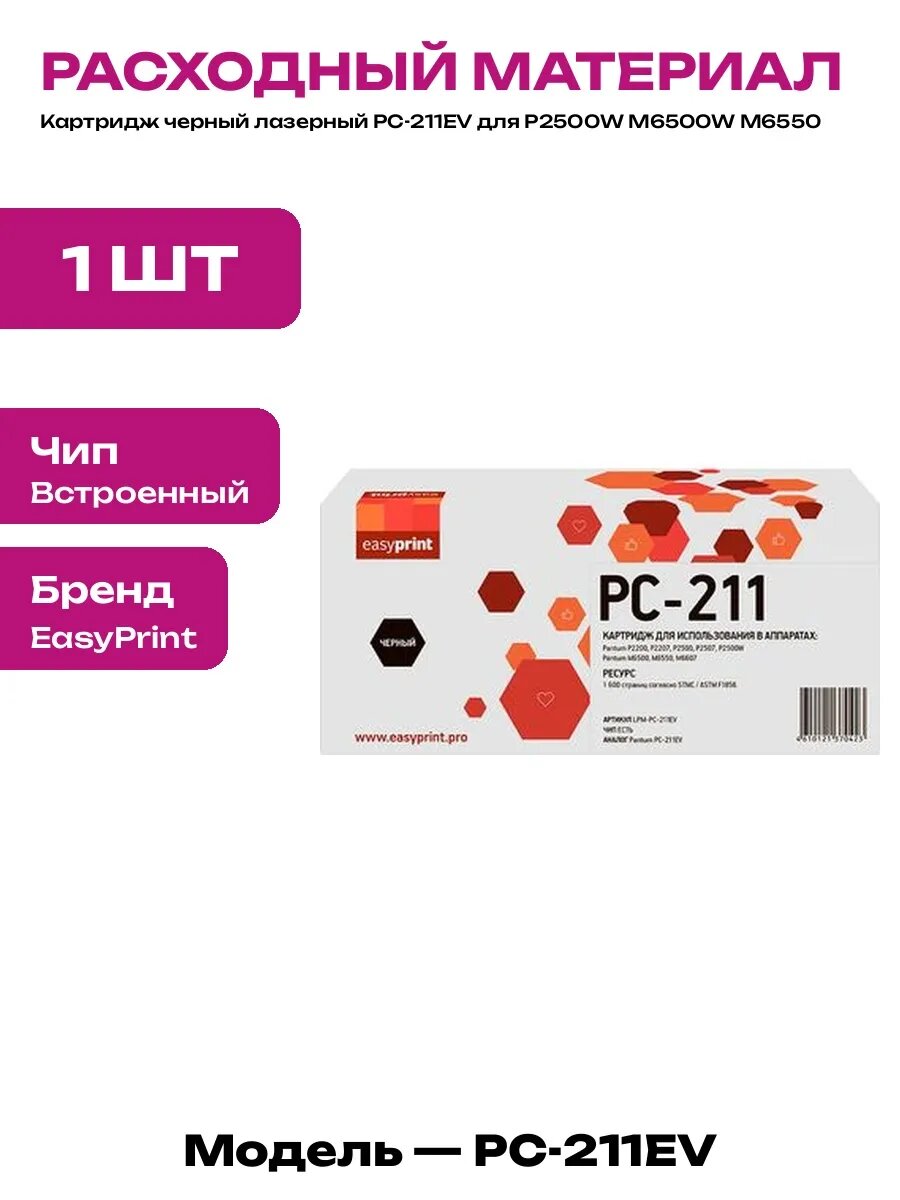 Картридж PC-211EV для P2200 P2500 M6500 M6550 M6607 с чипом