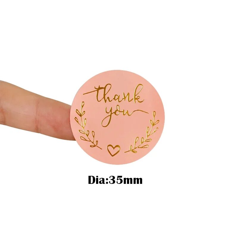 Розовые круглые наклейки спасибо 120 шт thank you