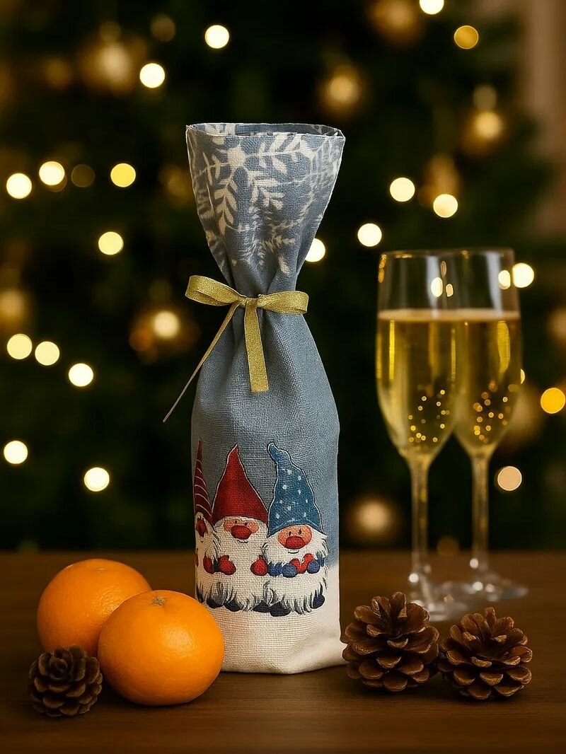 Новогодний чехол, чехол под бутылку