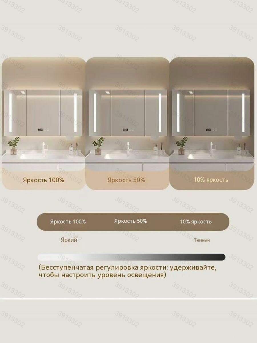 Многофункциональный зеркальный шкафчик для ванной комнаты с защитой от запотевания