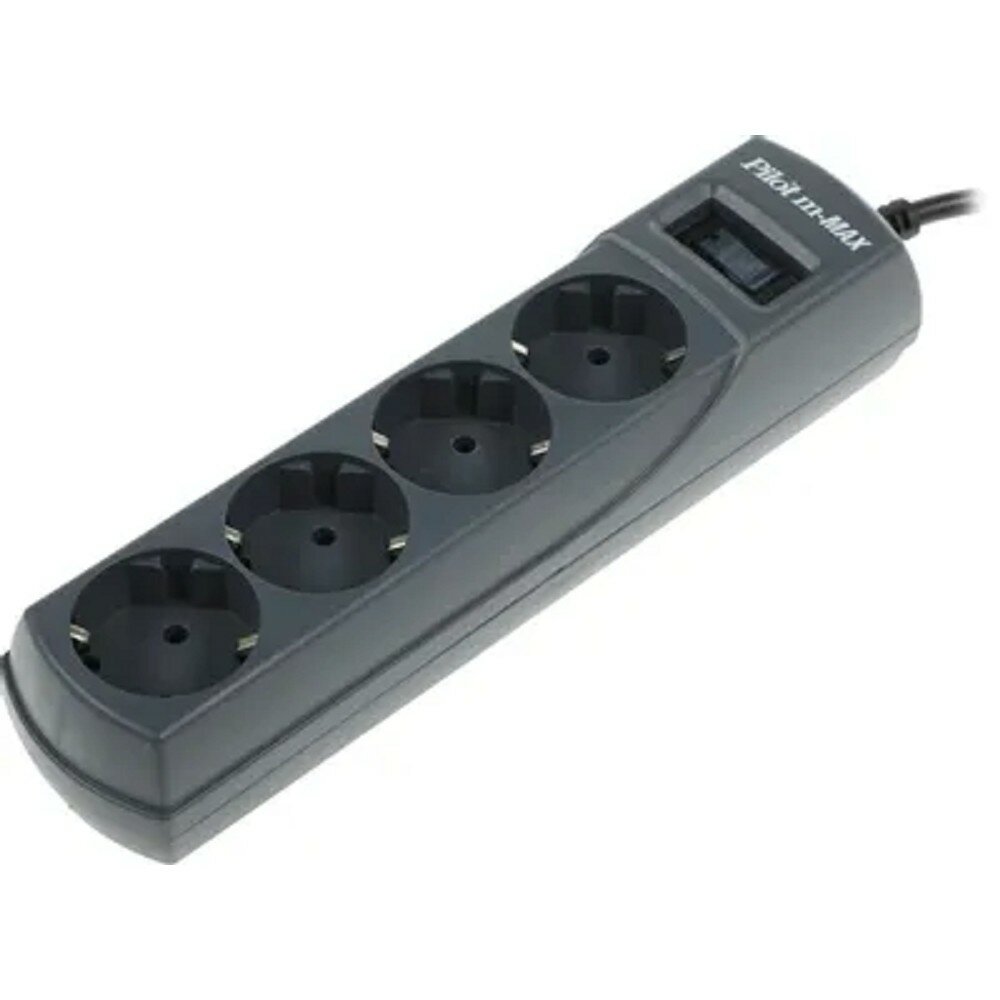 Сетевой фильтр Pilot m Max 1.8m, 4 розетки, 1.8 м, цвет черный