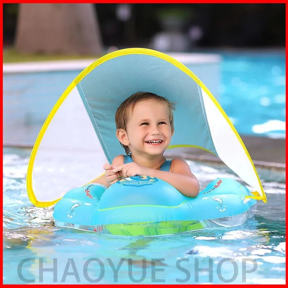 Круг для купания новорожденных с солнцезащитным козырьком, размер L, для детей от 0 до 12 месяцев