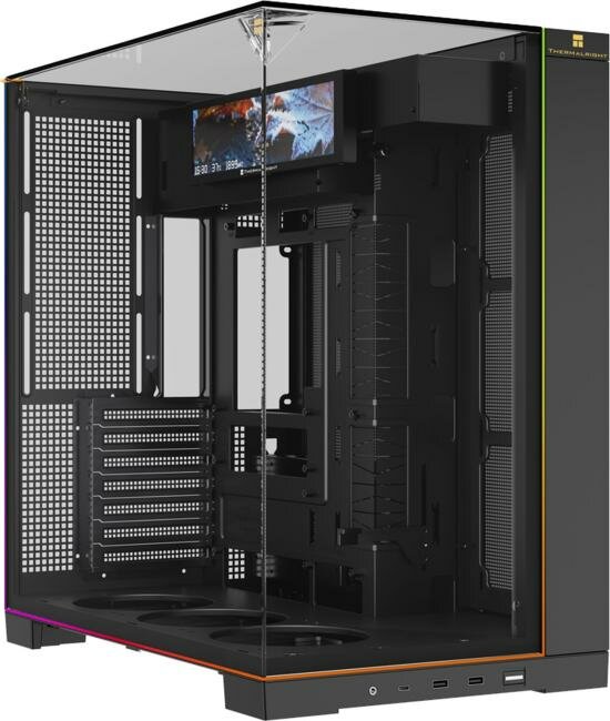 TRA70V Корпус Thermalright Black TR-A70 Vision / Black / TG / ARGB Strip / 9.16' LCD screen / USB TYPE-C / W/O fans /