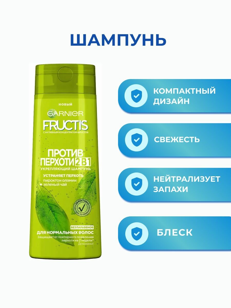 FRUCTIS Шампунь Укрепляющий против перхоти 2в1 250мл