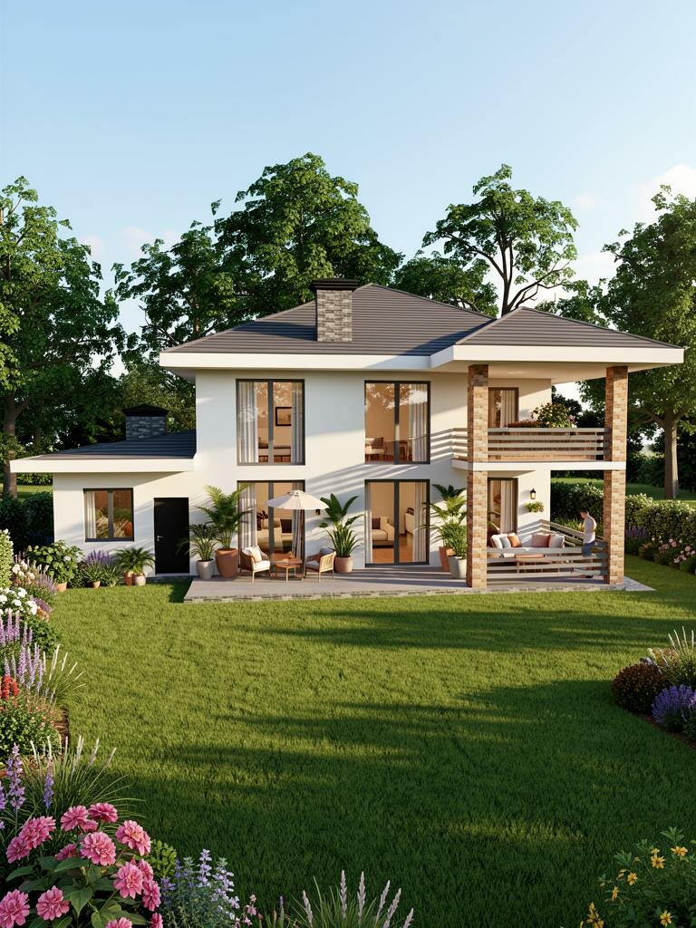 Проект двухэтажного дома с гаражом, смотровой ямой из блоков 15,67х15,77 м