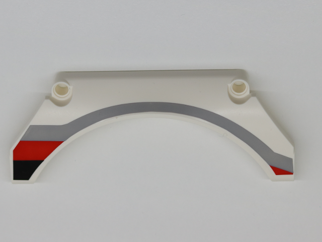 Деталь Lego 42545pb001L Technic, Panel Car Mudguard Arched 13 x 2 x 5 Straight Top with Black, Red and Gray Stripes Pattern Model Front Left Side