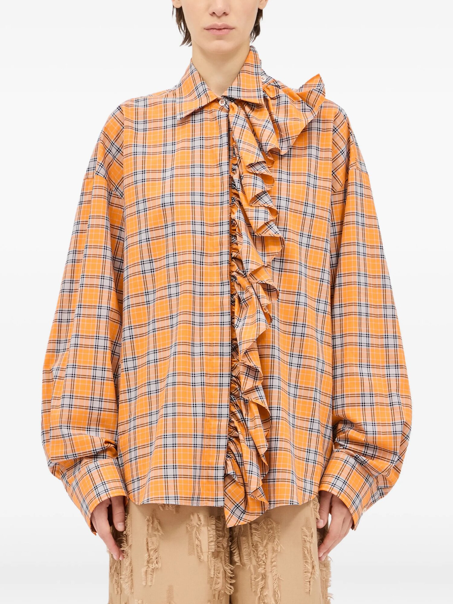 Рубашка MSGM, размер 42, зеленый/оранжевый — фото 1