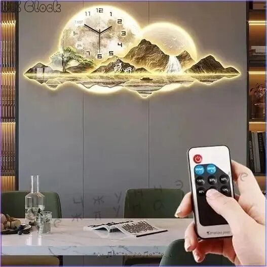 Настенные часы 100 см х 50 см с LED-подсветкой и дистанционным управлением