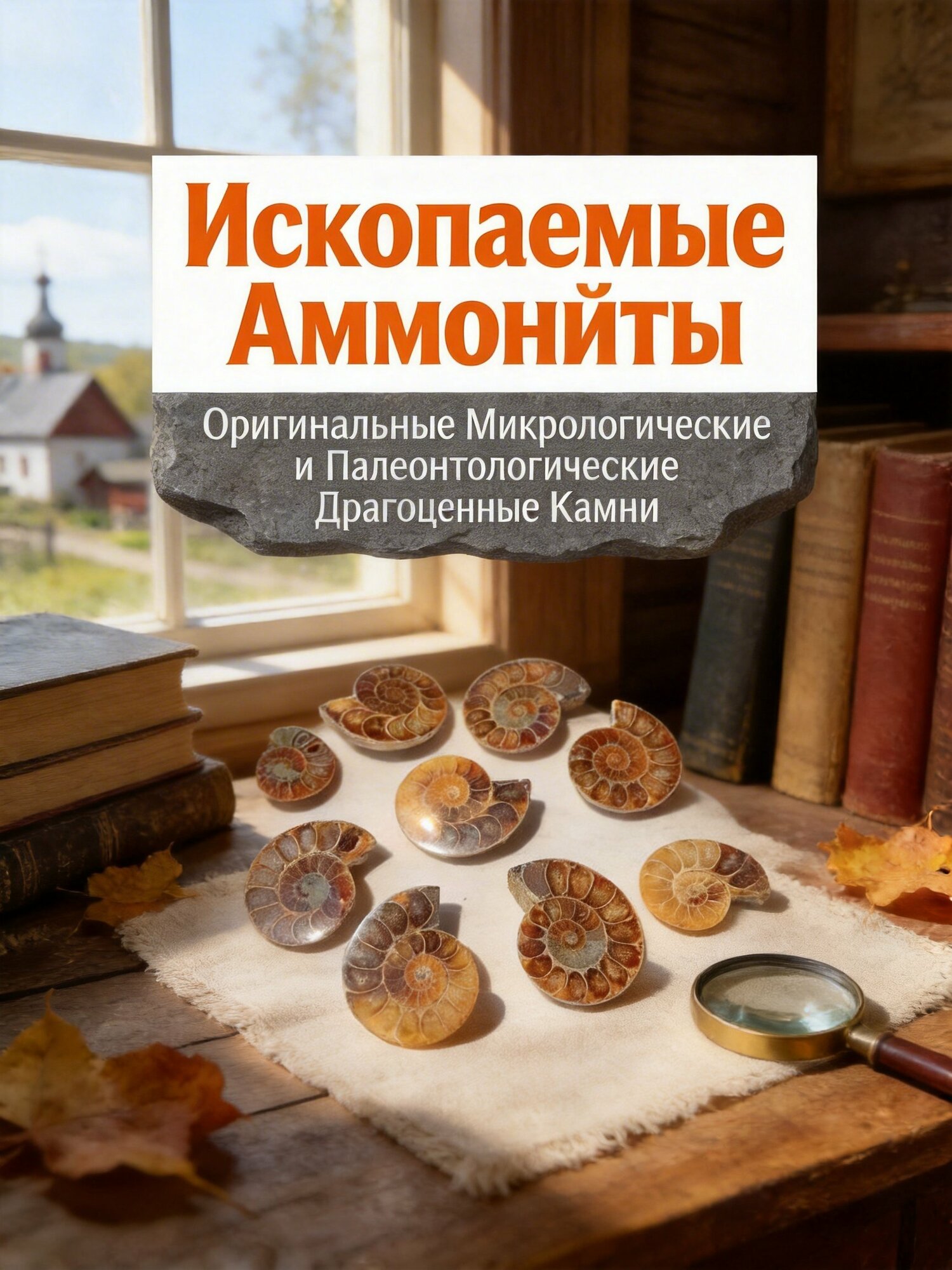 1 пара кусочков раковины натурального аммонита, образцы минералов и полированные драгоценные камни для коллекции и декора