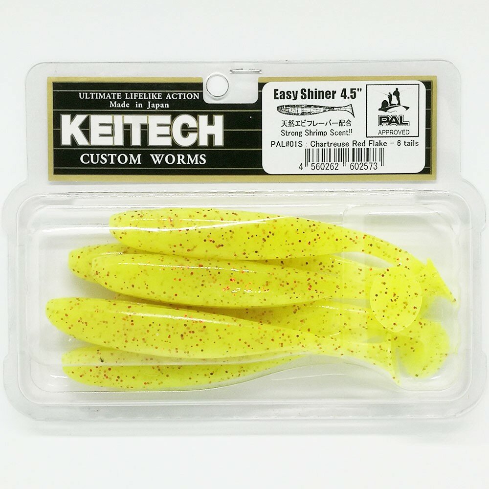 Приманка силиконовая Keitech Easy Shiner 4.5 PAL#01S Chartreuse Red Flake