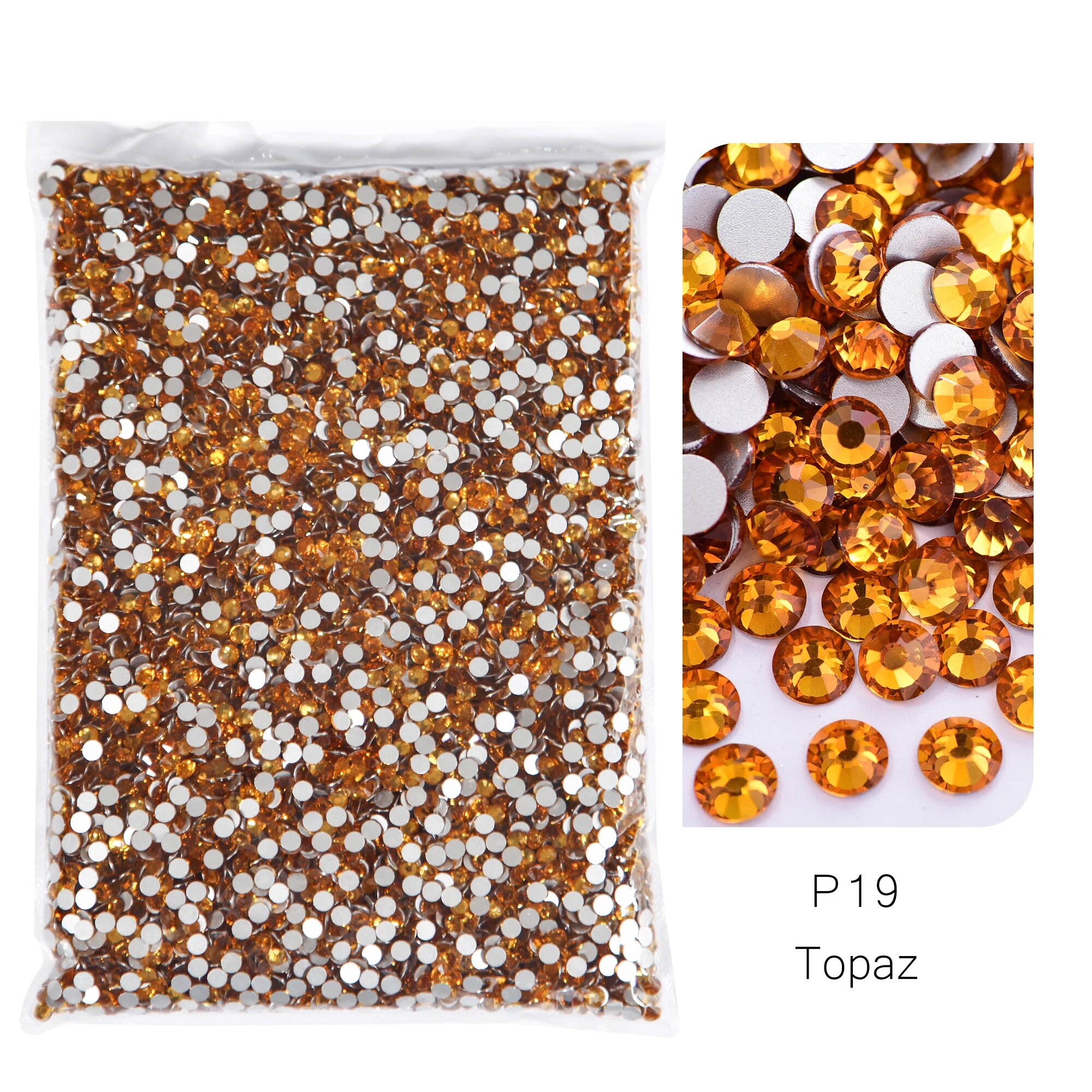 Стразы для ногтей Oleeya Topaz, SS16-14400pcs