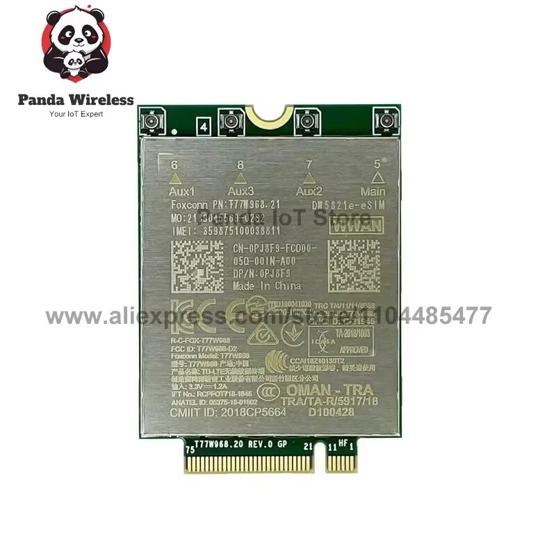 Foxconn DW5821e 4G e-SIM Модуль для ноутбуков Dell, Цвет: T77W968