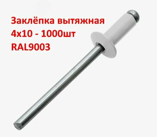 Заклепка 4х10(1000шт) RAL9003 белая, алюминий/сталь