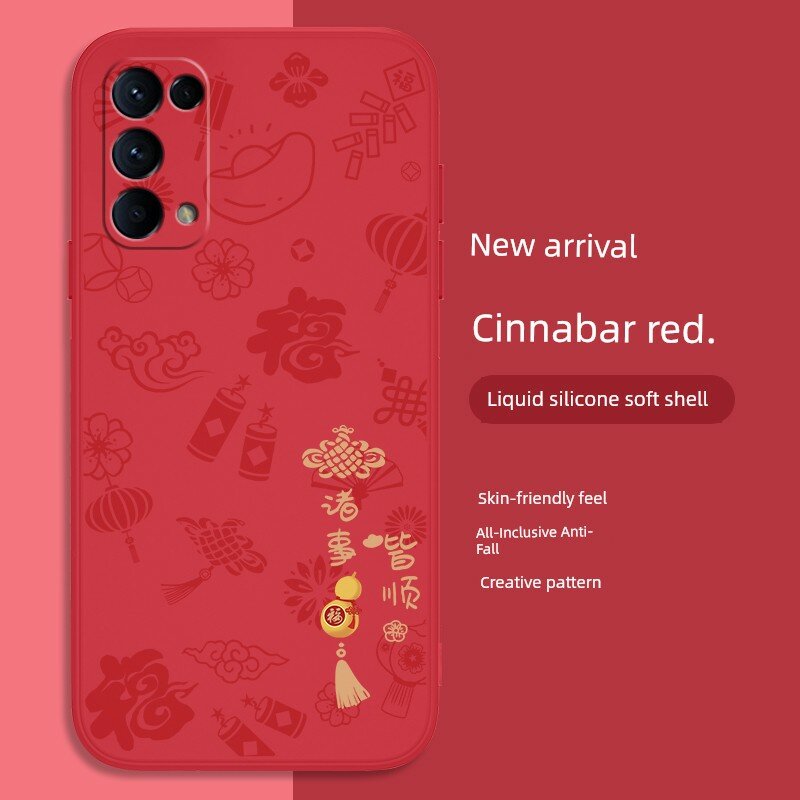 Силиконовый противоударный чехол для телефона OPPO Reno5 K в цвете циннабарный красный - совместим с линейкой OPPO Reno5