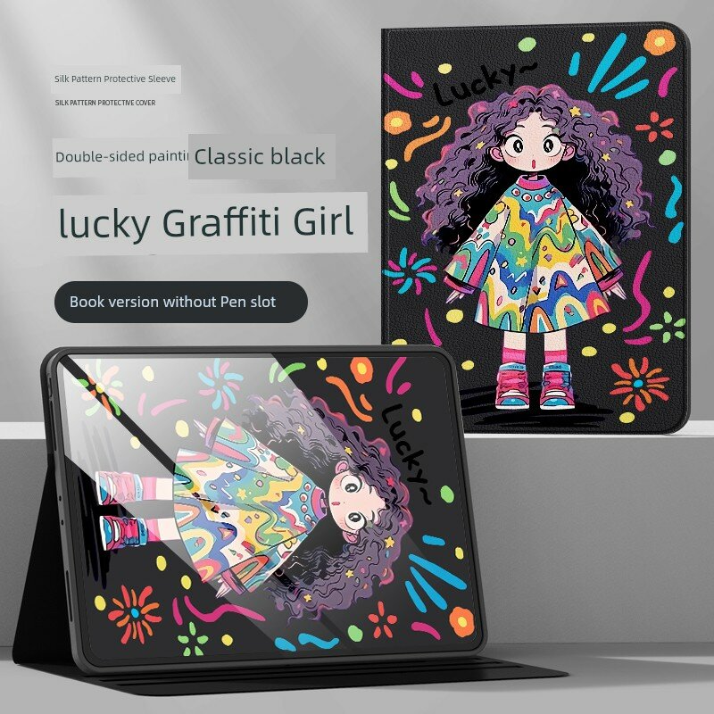 Чехол Lucky Graffiti Girl для iPad12 11inch Air8/7, чехол для iPadPro Apple Mini6/5 с рисунком, с отделением для ручки,