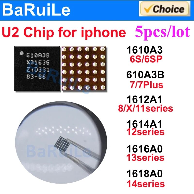 BaRuiLe 5 шт. USB Tristar U2 USB IC чип для iphone 11 12 13 14 Pro Max X XS 7 8 Plus 5x 1616A0