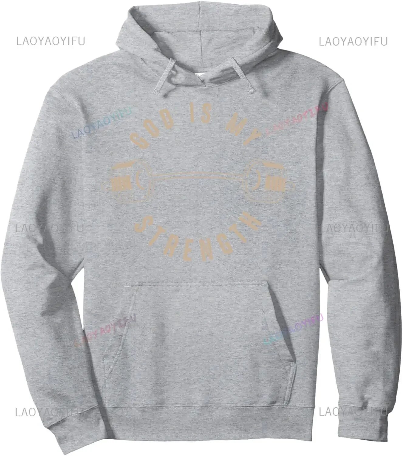 Серый худи Laoyaoyifu "God Is My Strength", S, xd669163-gray