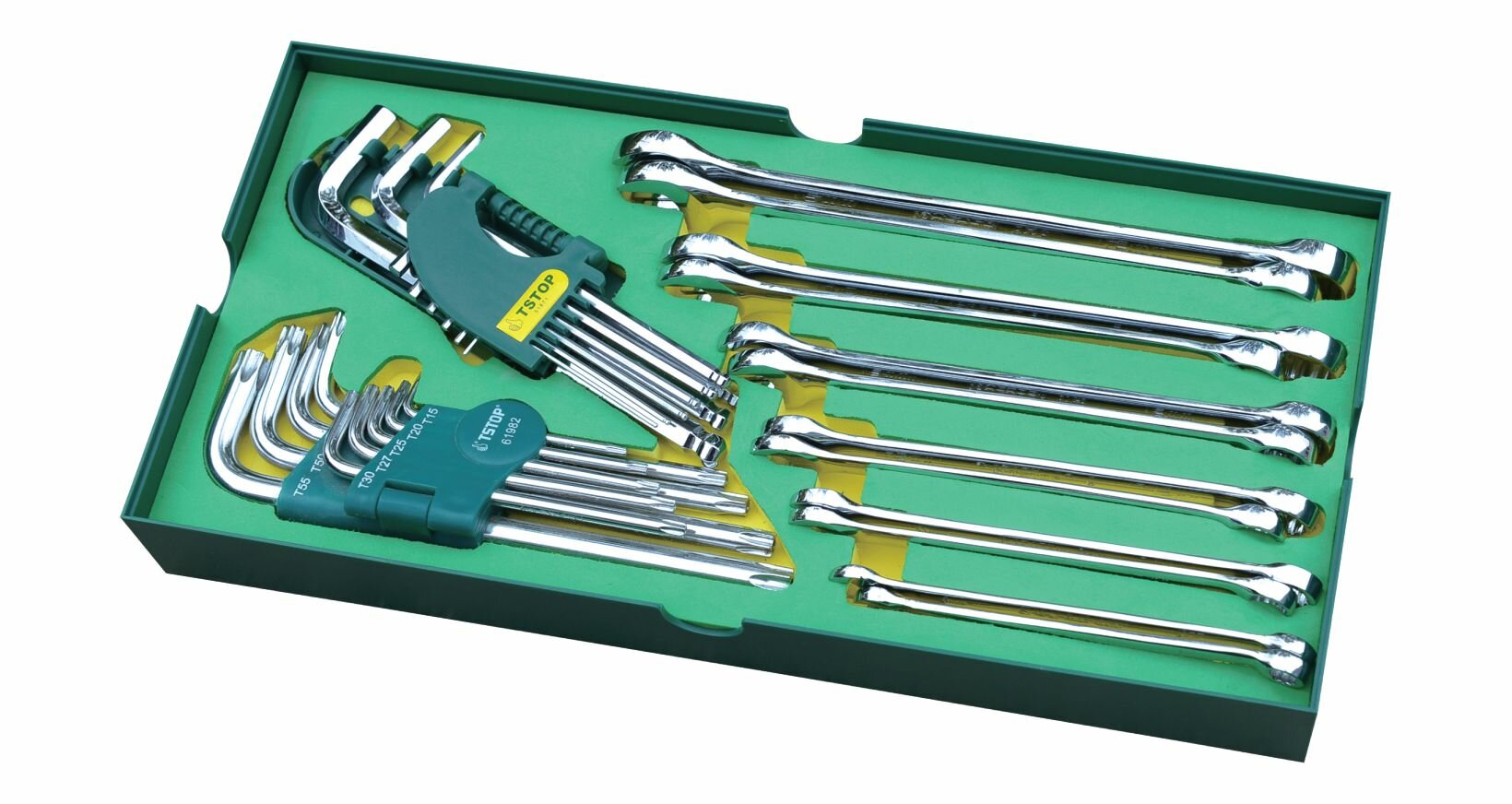 09912 TStop Ложемент с шестигранники, TORX и комб. кл. 8-19 мм 39 предметов