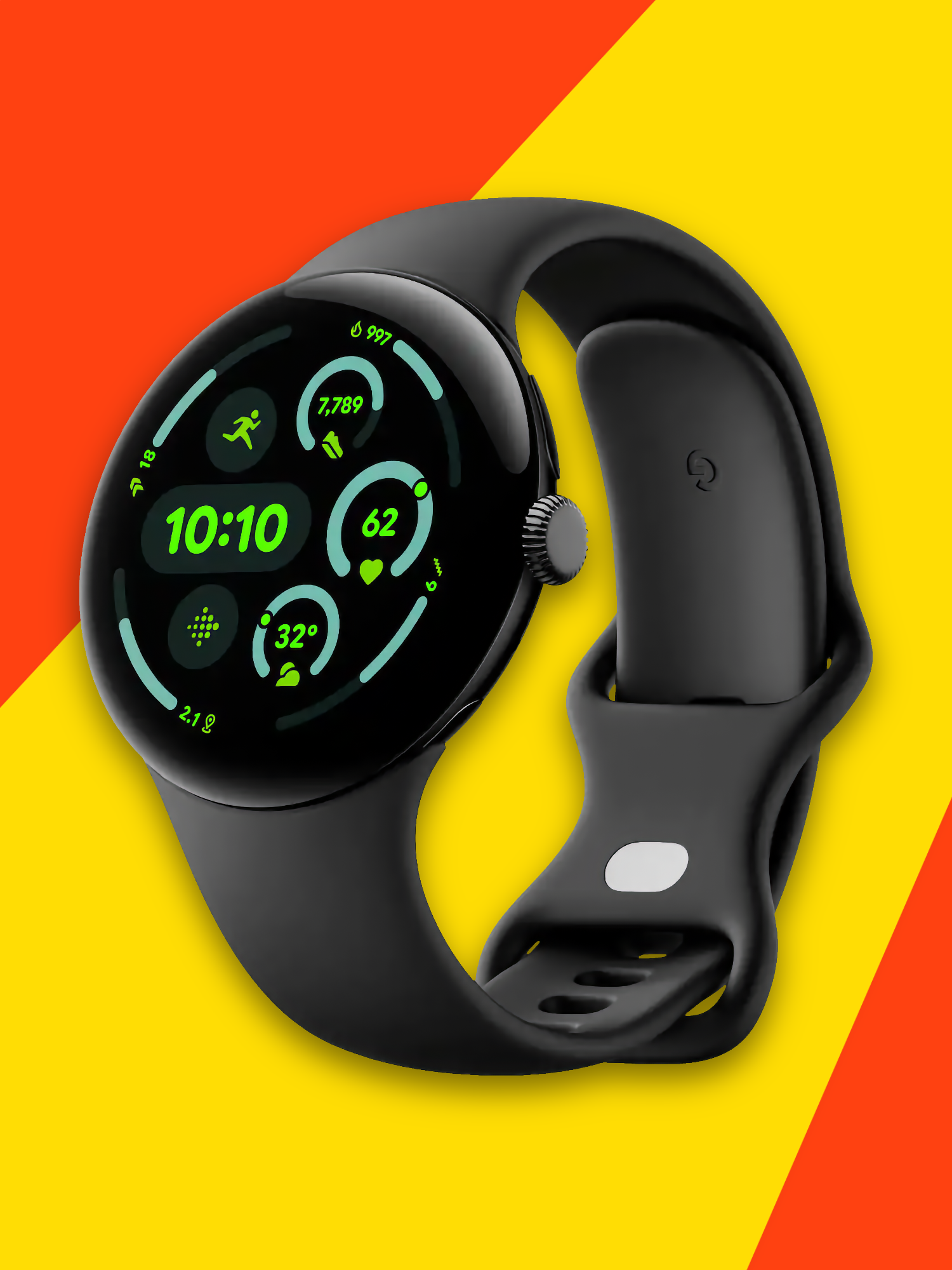 Умные часы Google Pixel Watch 3, 45 мм, Wi-Fi, матовый чёрный корпус, ремешок цвета чёрный обсидиан Matte Black