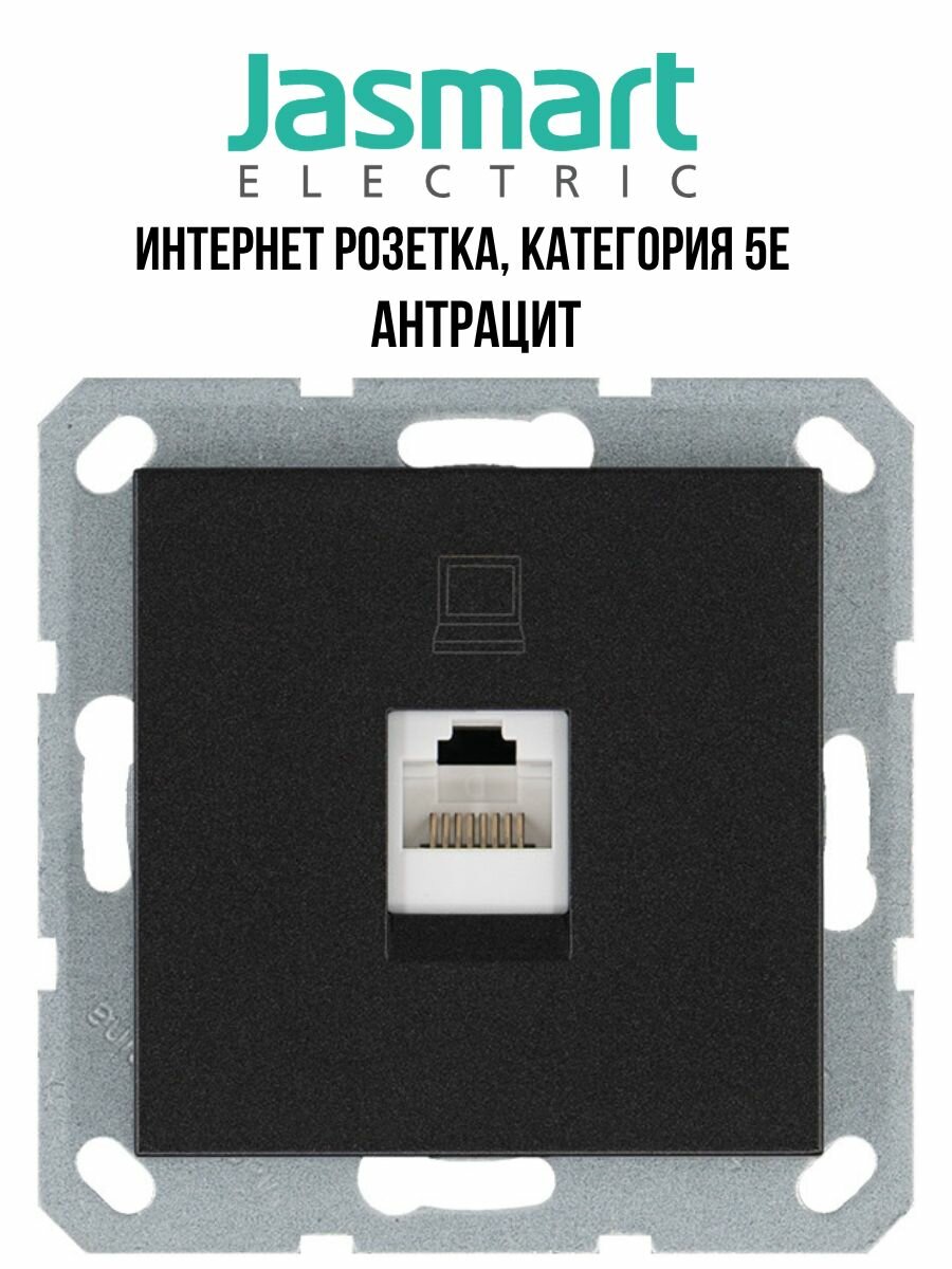 Интернет-розетка RJ45 категория 5е с накладкой jasmart