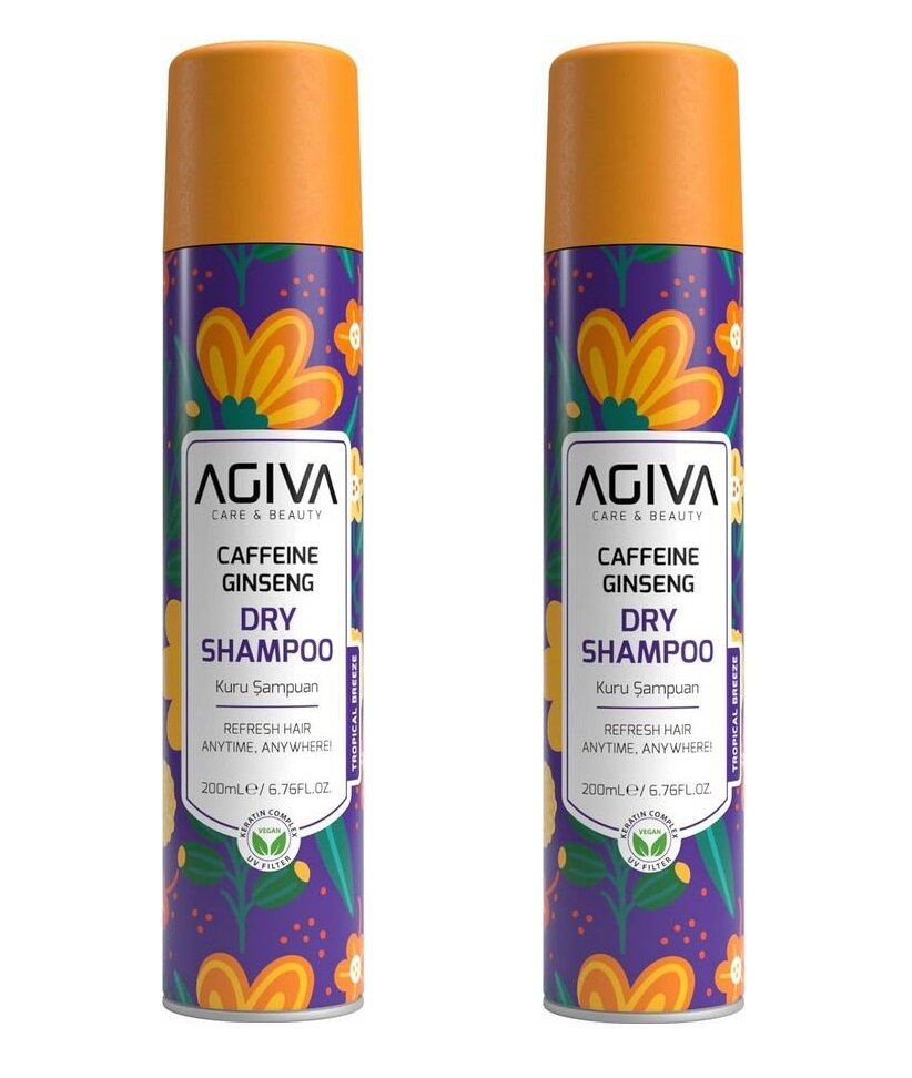 AGİVA Шампунь сухой для волос Caffeine Ginseng Pro Care, 200 мл - 2 штуки