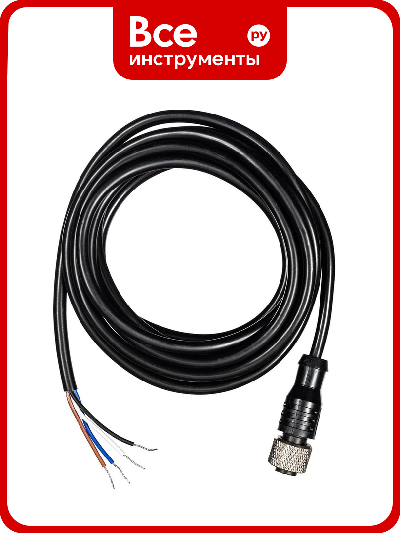 Кабель с разъёмом Prompower 2 метра, разъём M12 прямой, 4‑pin, кабель‑разъём серии KJT, высокая термостойкость