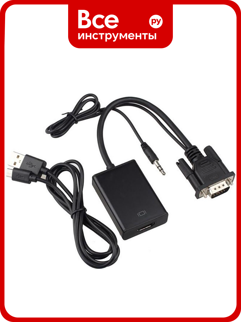 Адаптер PALMEXX VGA(m)-HDMI(f) PX/VGA-HDMI пластиковый черный корпус и металлические контакты